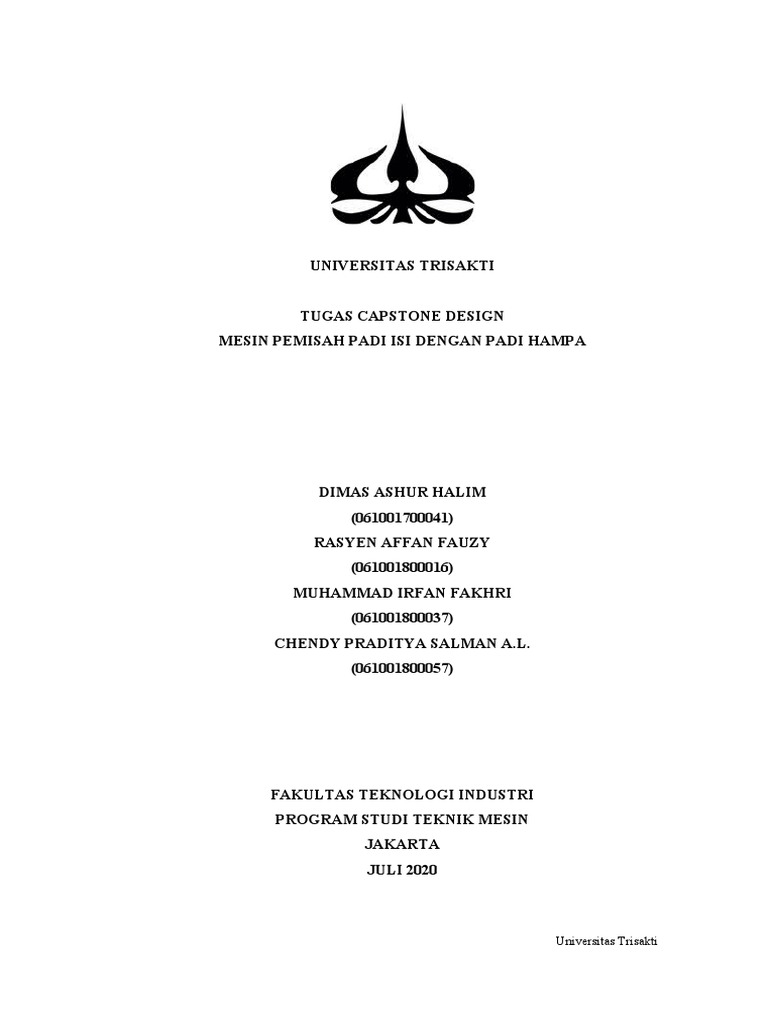 Laporan Capstone Design Mesin Pemisah Padi | PDF