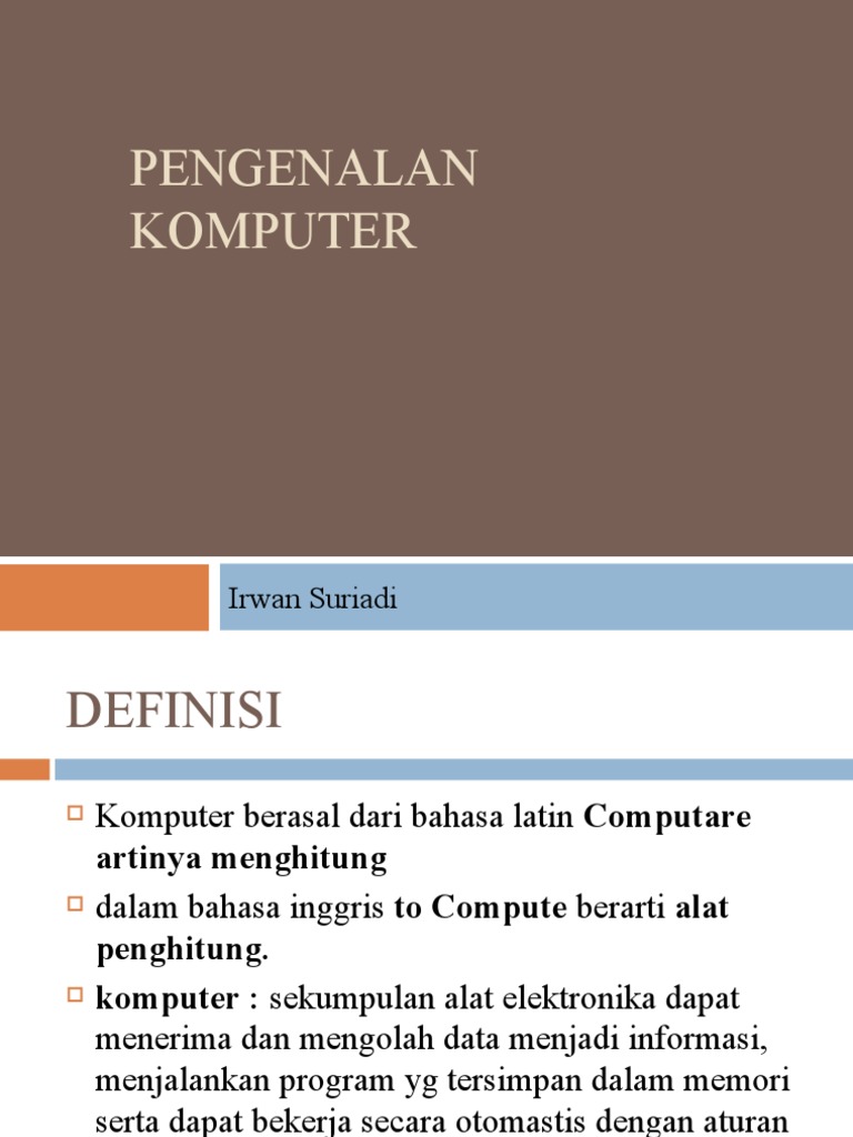 Bab 1 Materi Pengenalan Komputer | PDF