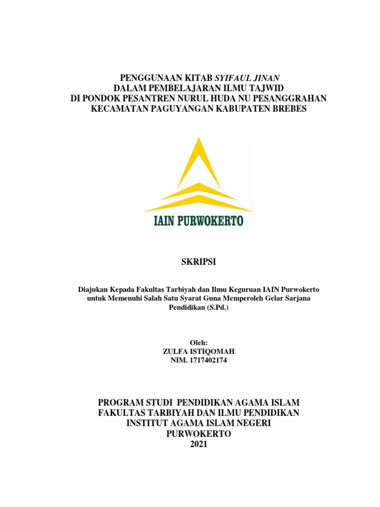 Zulfa Istiqomah - Penggunaan Kitab Syifaul Jinan | PDF