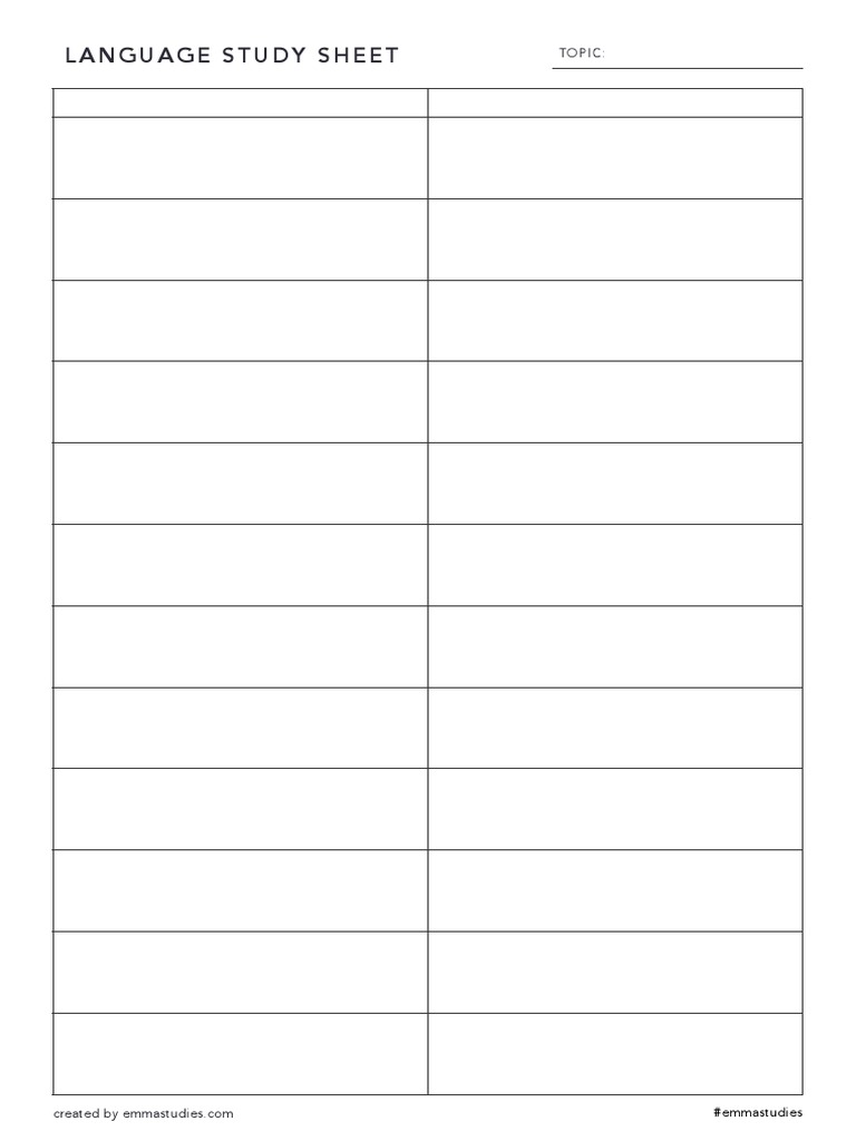 Blank Language Printable Pack | PDF | Home & Garden