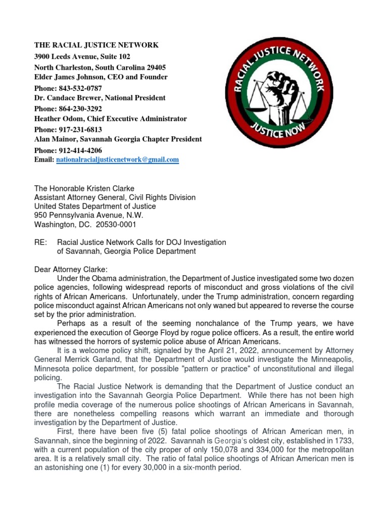 Letter To DOJ With Letterhead | PDF | United States Department Of ...