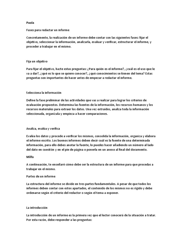 Fases para Redactar Un Informe | PDF | Cognición | Ciencia cognitiva