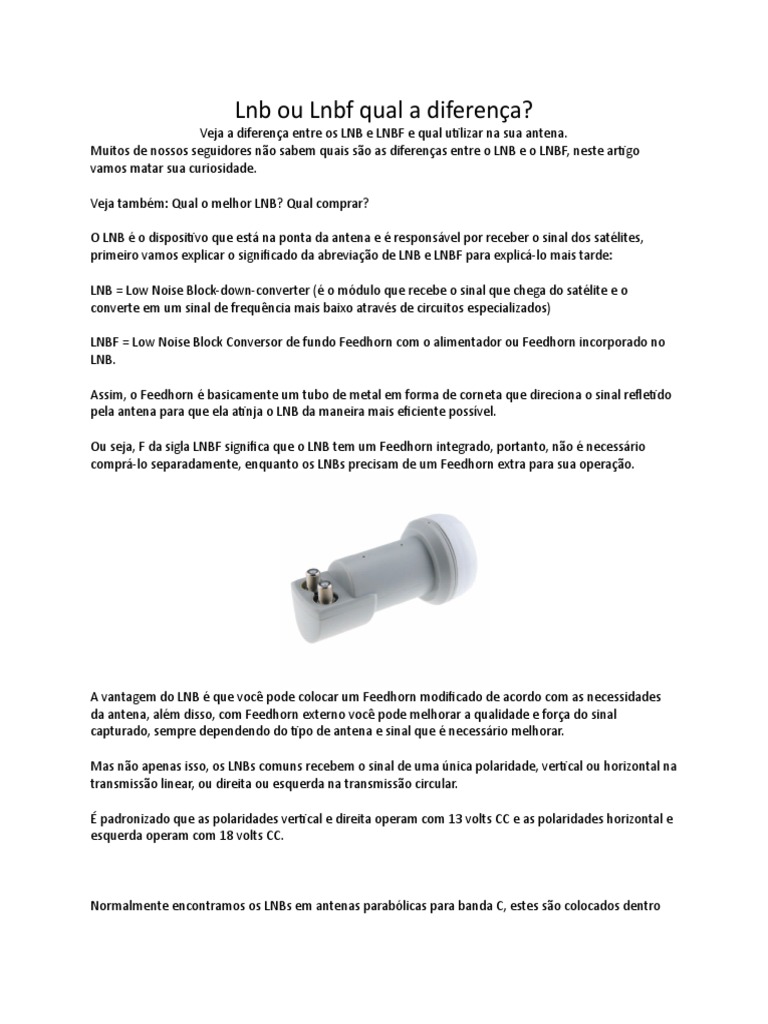 Diferenças entre LNB e LNBF | PDF | Casa e Jardim