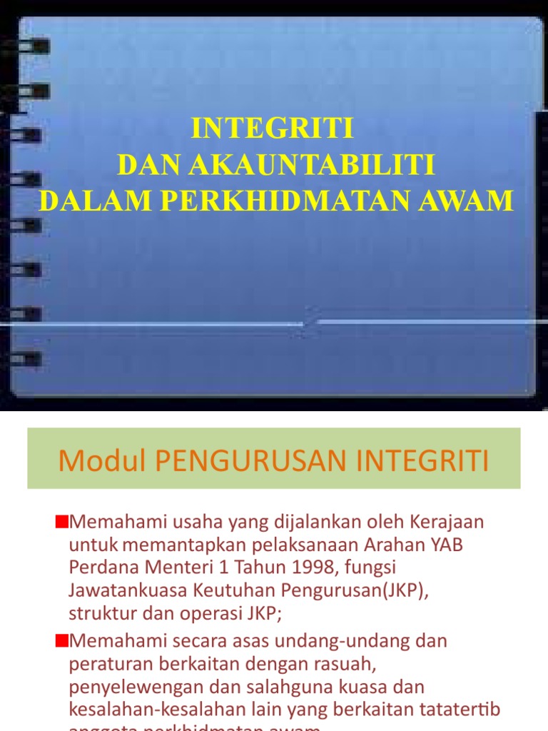 "Integriti & Akauntabiliti Awam" | PDF