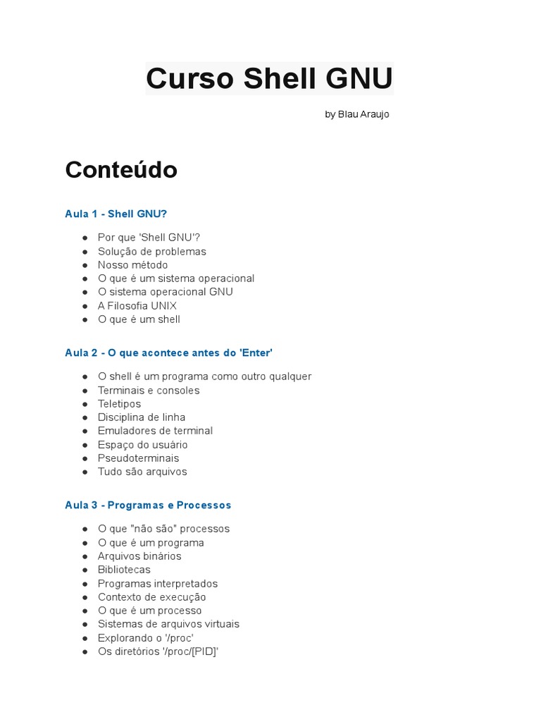 Curso Shell GNU | PDF | Shell (informática) | Gnu