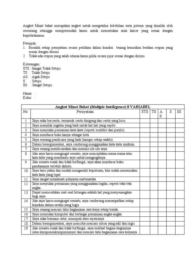 Tes Minat Bakat | PDF