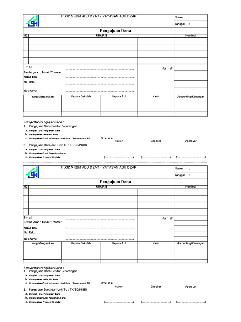 Form Pengajuan Dana | PDF