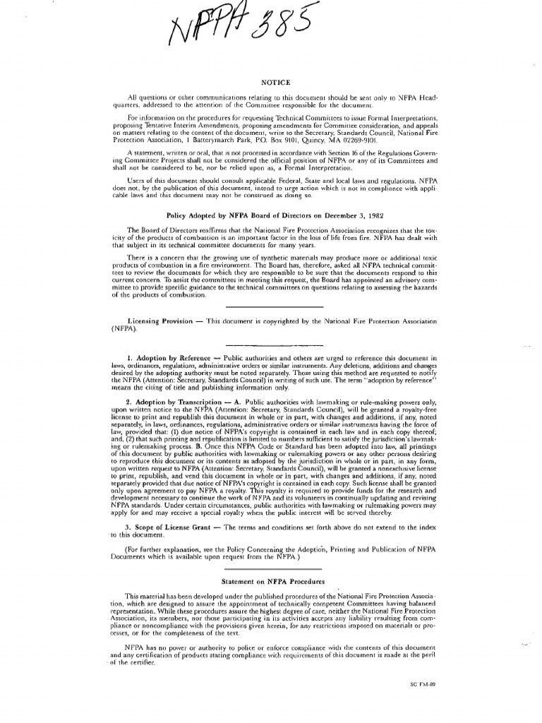 Nfpa - 385 | PDF