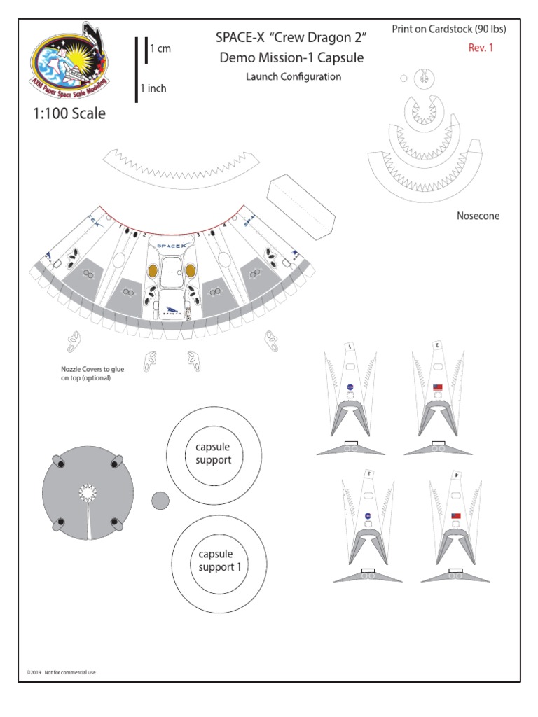1:100 Scale: SPACE-X "Crew Dragon 2" Demo Mission-1 Capsule | PDF ...