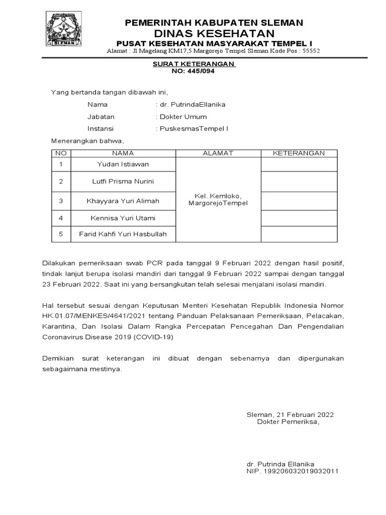 Surat Isolasi Mandiri Print | PDF Surat Isolasi Mandiri Print | PDF