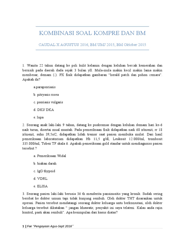 Kombinasi Soal Kompre Dan BM Caudal X | PDF