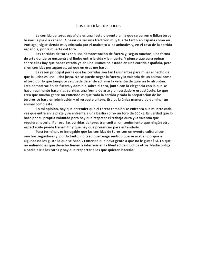 Las Corridas de Toros | PDF | Deportes y actividades al aire libre ...