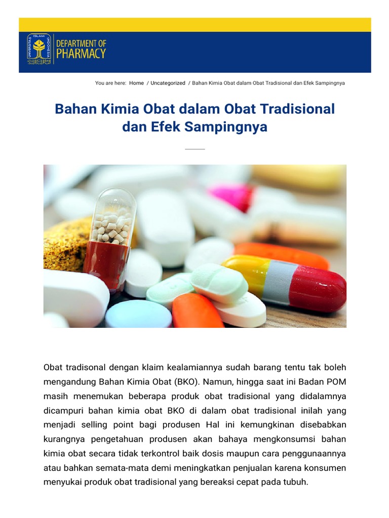 Bahan Kimia Obat Dalam Obat Tradisional Dan Efek Sampingnya | PDF