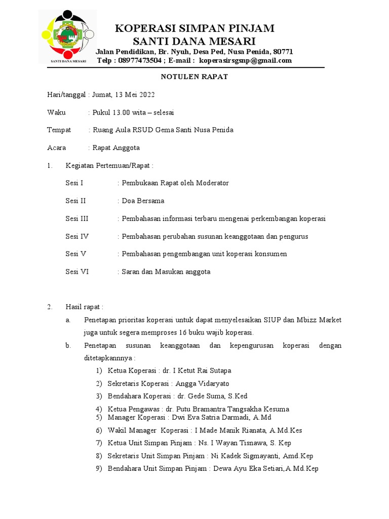 Notulen Rapat | PDF