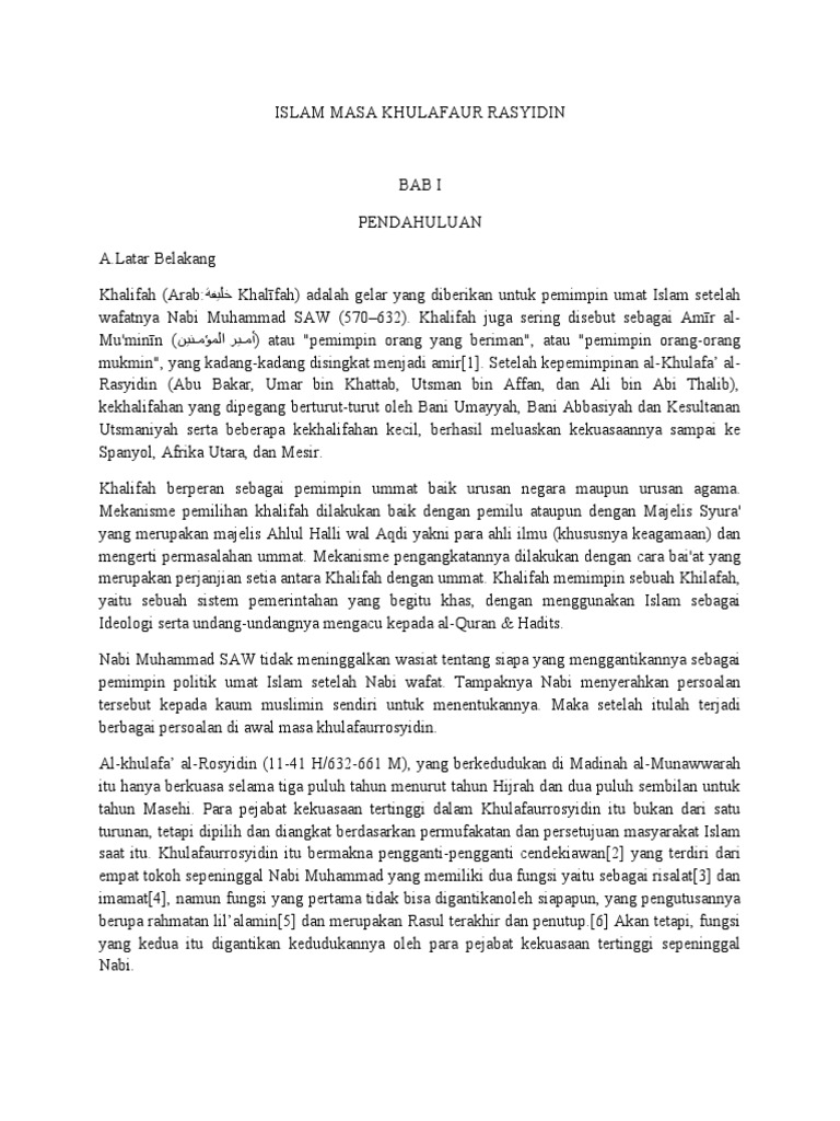 Islam Masa Khulafaur Rasyidin | PDF | Politik | Sejarah