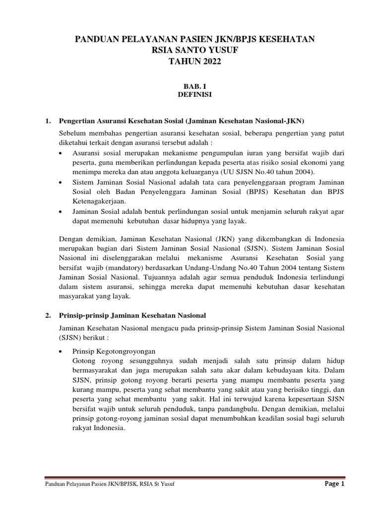 Panduan Pelayanan Pasien Jkn Di Rsia Santo Yusuf Pdf