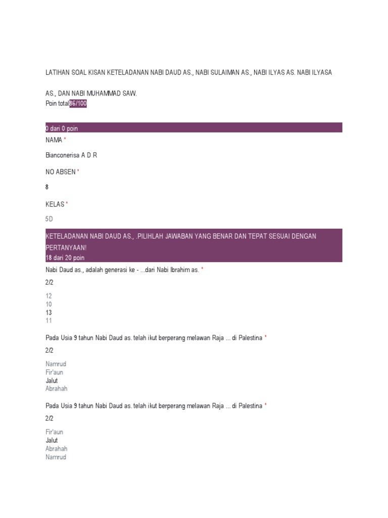 Latihan Soal Pai Bab 5 | PDF