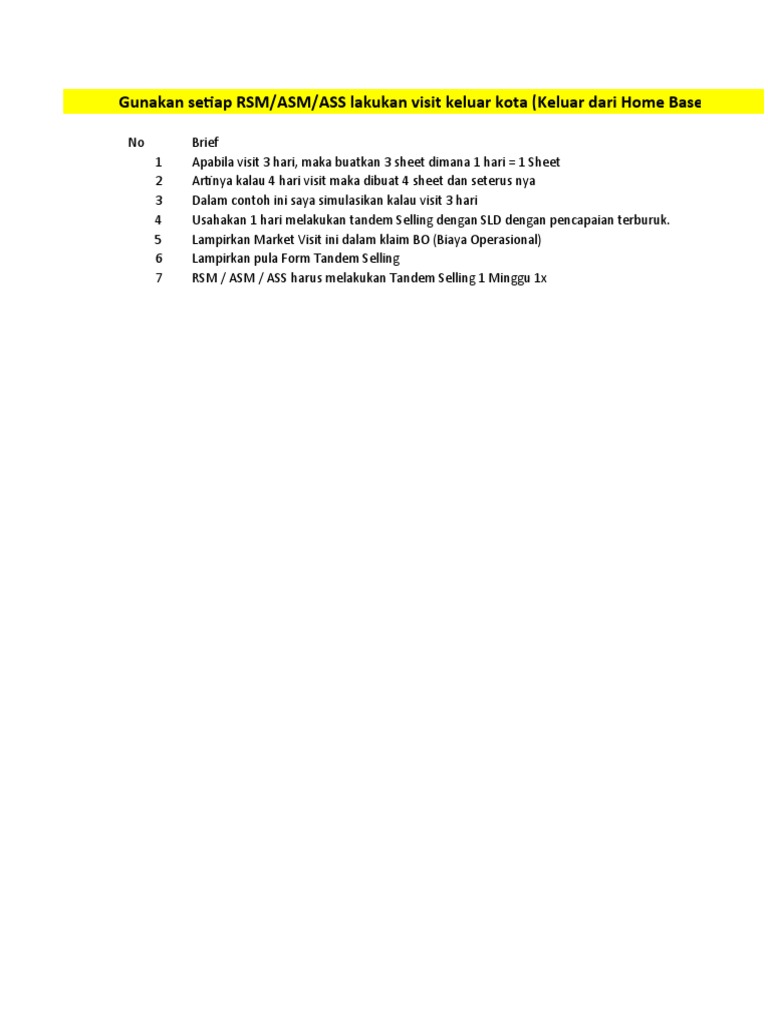 Prosedur Tandem Selling RSM/ASM/ASS | PDF