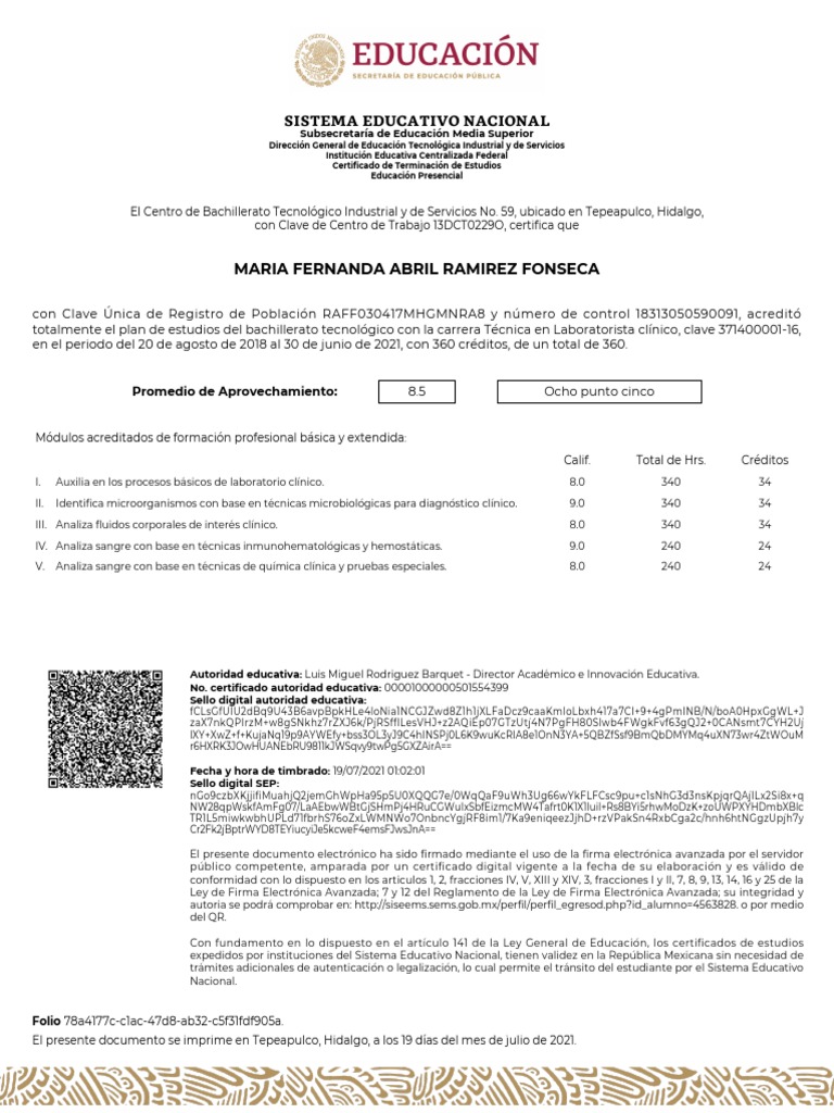 Certificado Cbtis | PDF | Pensamiento | Matemáticas
