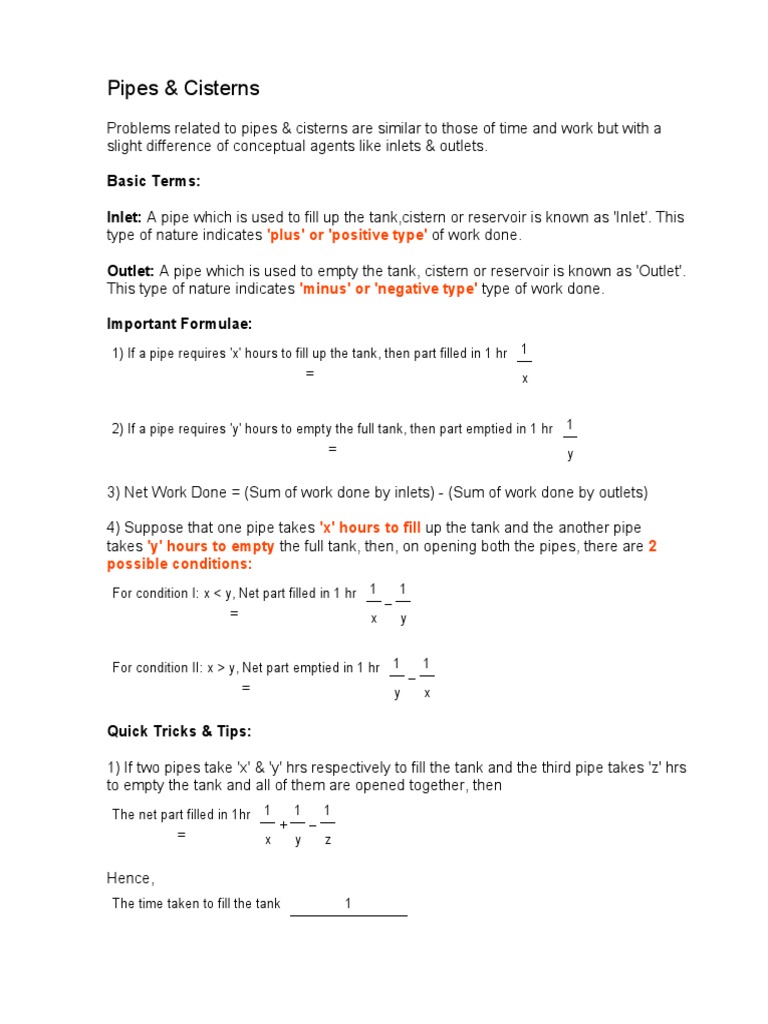Pipes & Cisterns: 'Plus' or 'Positive Type' 'Minus' or 'Negative Type ...