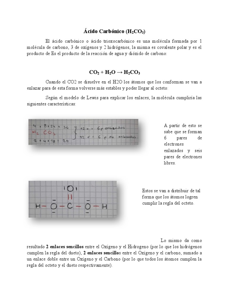Ácido Carbónico RESUMEN | PDF | Enlace químico | Enlace covalente