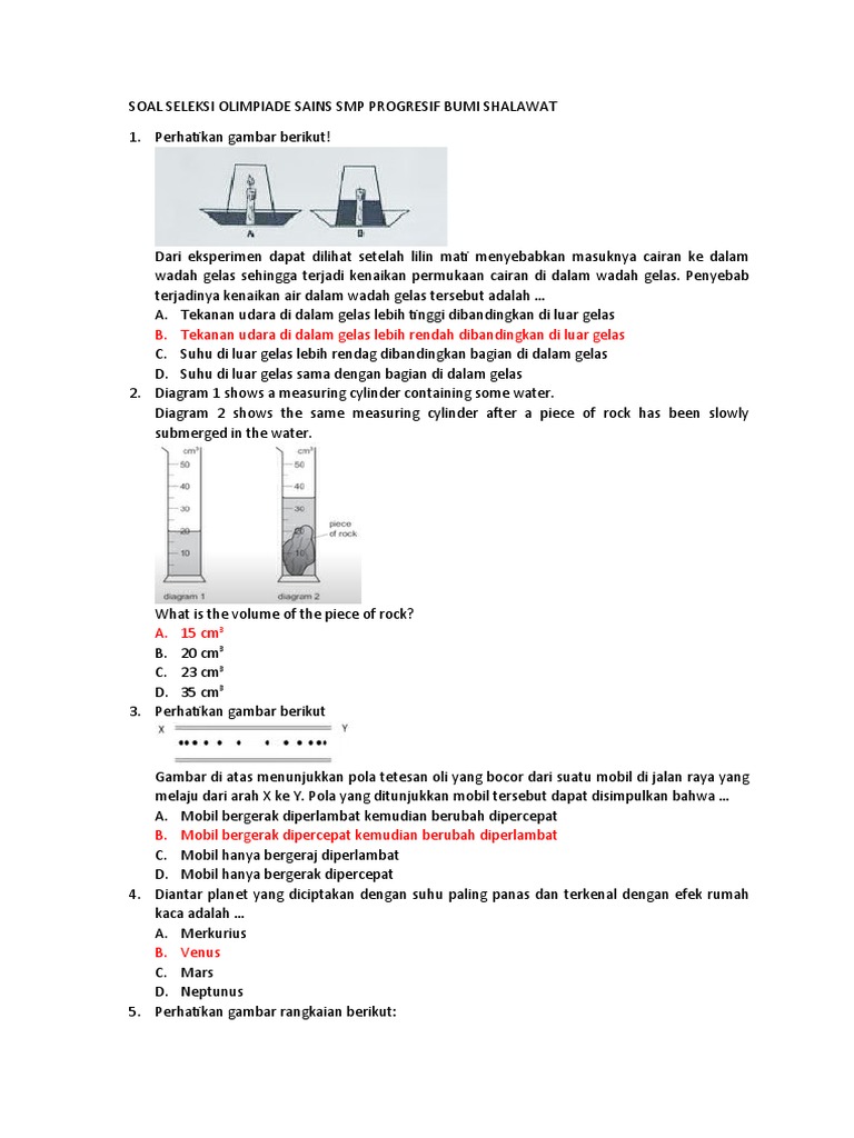 Soal Seleksi Olimpiade Sains SMP Progresif Bumi Shalawat | PDF | Metode & Bahan Ajar | Seni