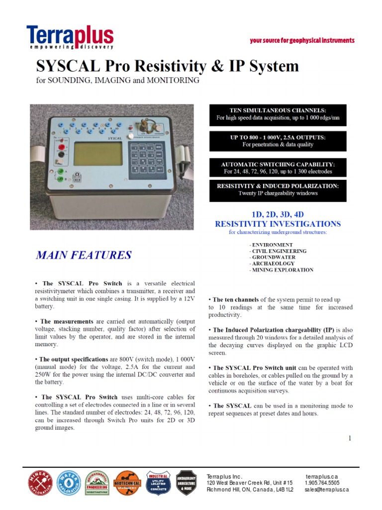 Syscal Pro Resistivity Meter | PDF | Switch | Resistor