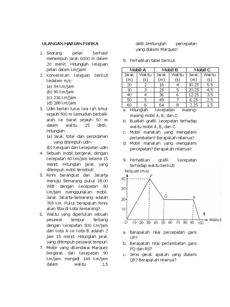 Unit Test - Kinematics | PDF