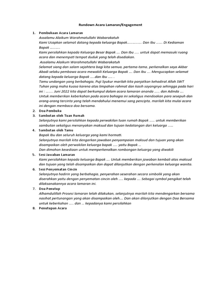 Rundown Acara Lamaran | PDF