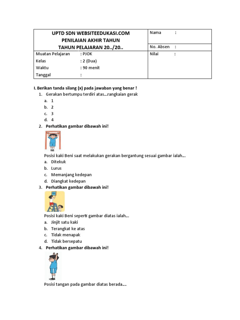 Soal PAT PJOK Kelas 2 K13 | PDF