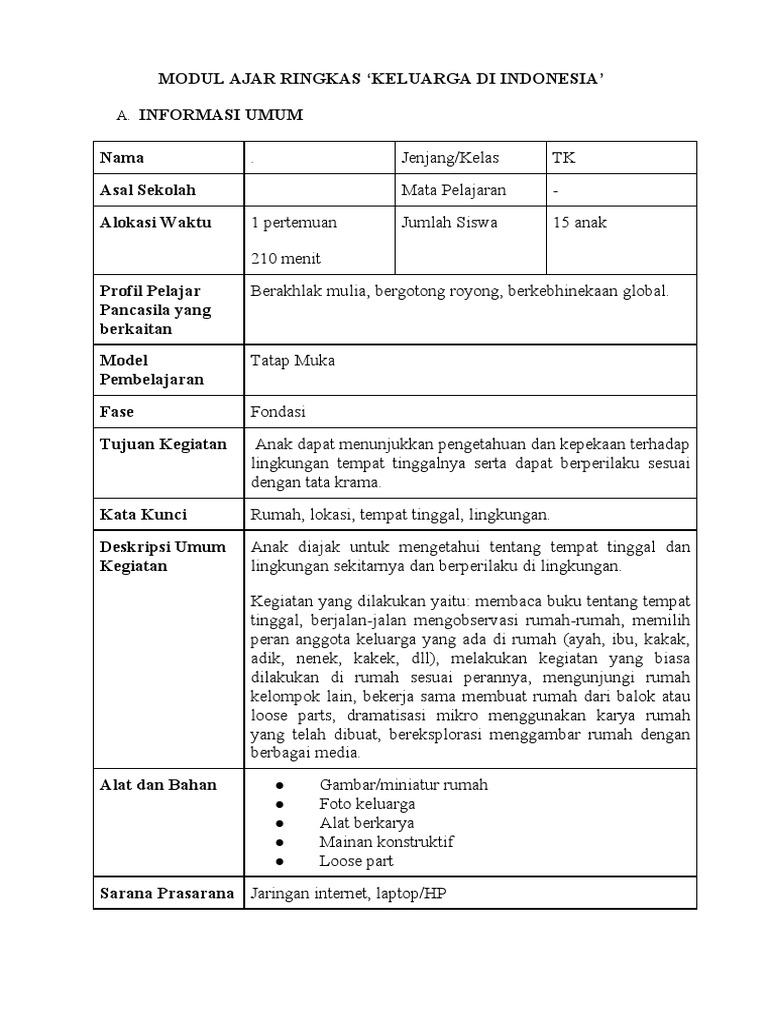 Modul Ajar Ringkas | PDF