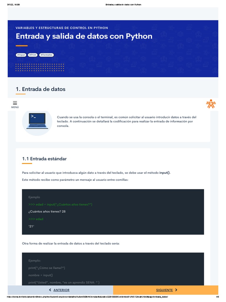 Entrada de Datos | PDF | Entorno de desarrollo integrado | Python ...