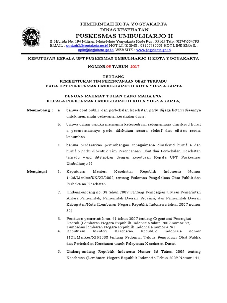 Draft SK Tim Perencanaan Obat | PDF