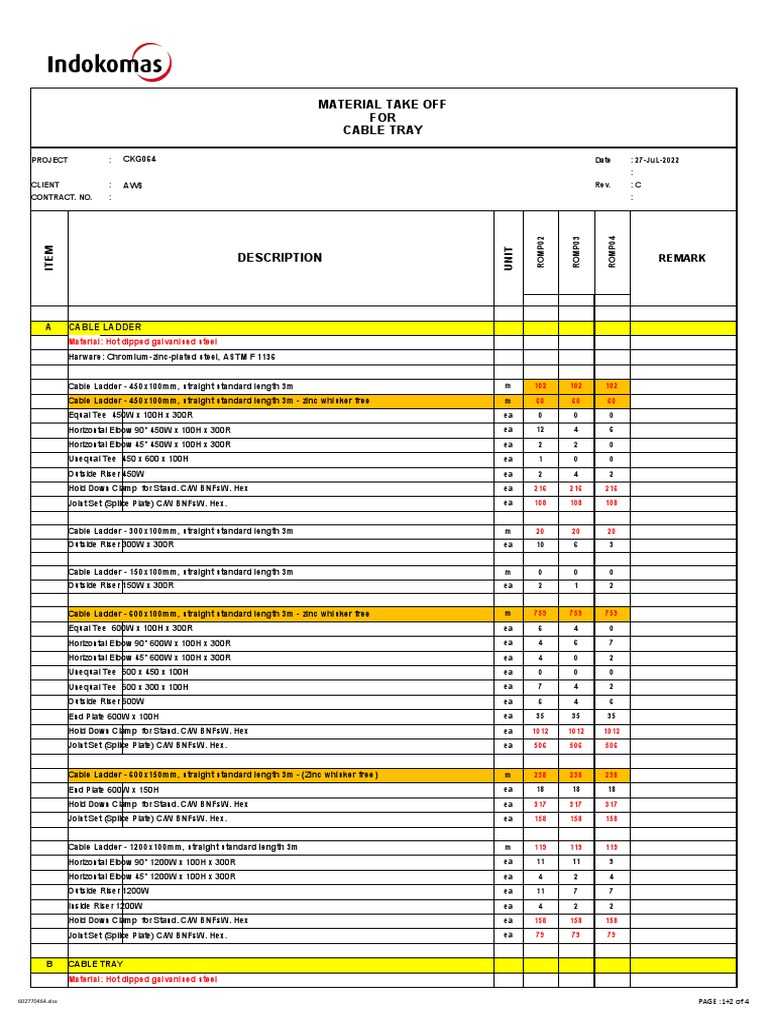 Cable Ladder and Tray Specifications | PDF | Galvanization | Materials