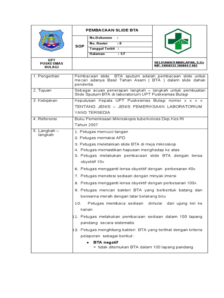 Sop Pembacaan Slide Bta | PDF