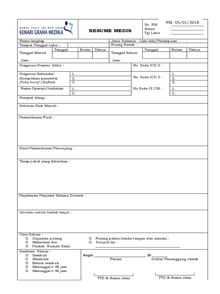 Formulir Resume Medis (Revisi) | PDF