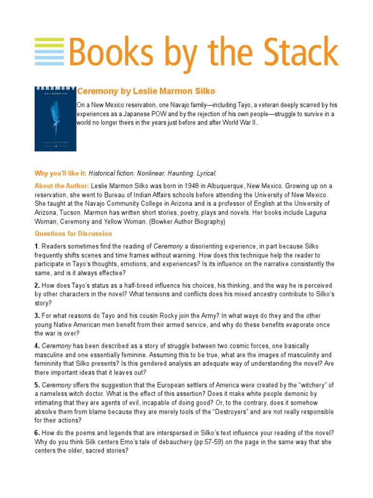 Ceremony by Leslie Marmon Silko: Why You'll Like It: About The Author | PDF