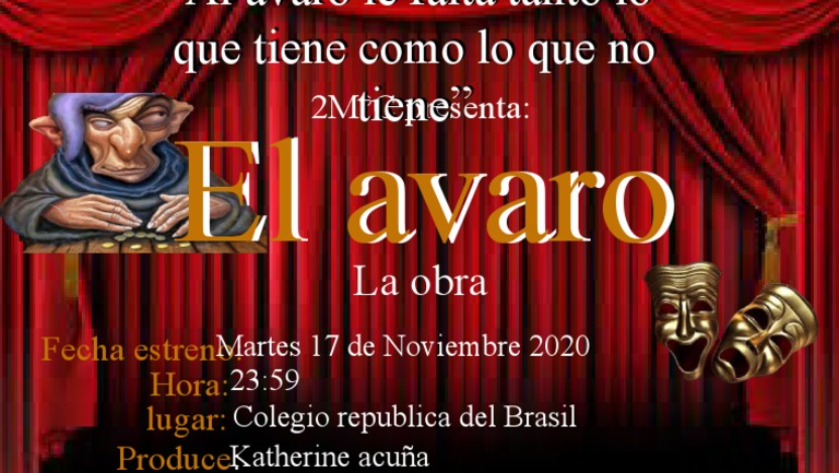 Afiche Lenguaje El Avaro | PDF