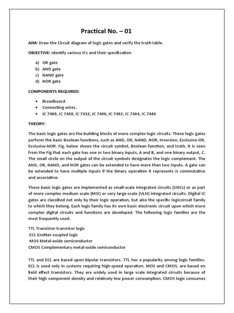 Practical DT | PDF | Logic Gate | Integrated Circuit