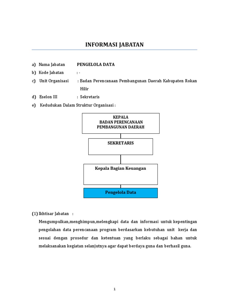Anjab Pengelola Data (Baru) | PDF