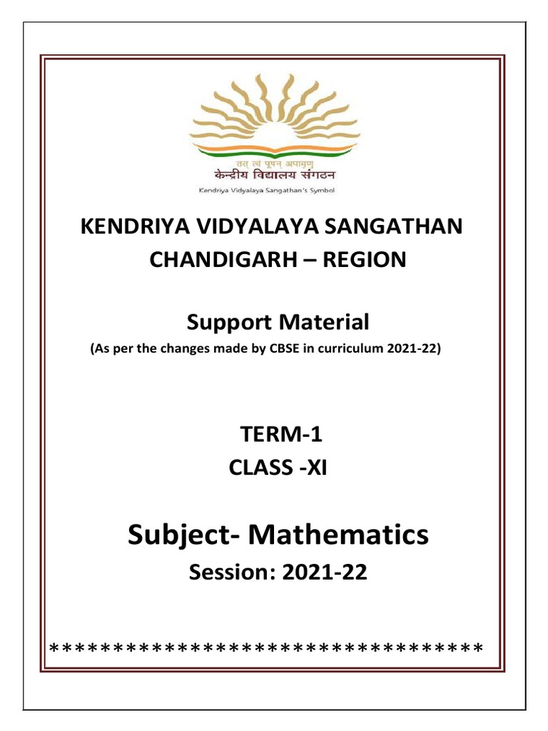 Support Material - Term-1 - XI - Maths - 2021-22 | PDF | Set ...