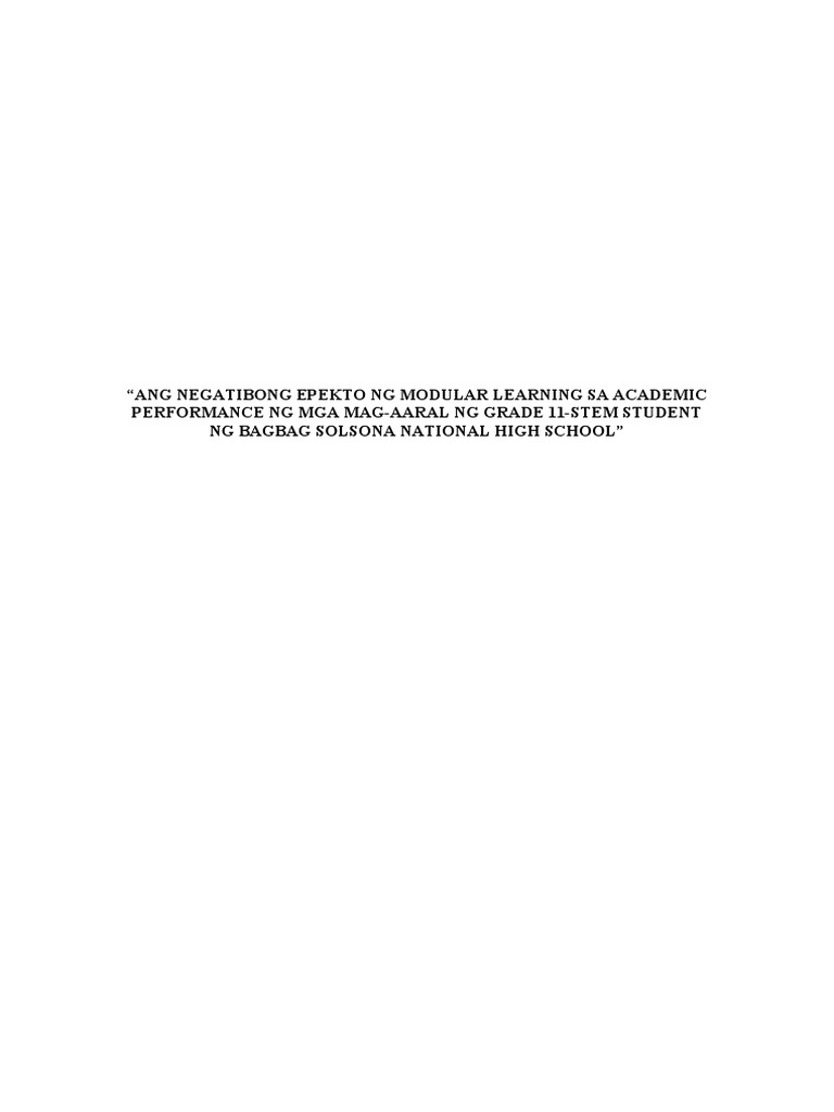 Ang Negatibong Epekto NG Modular Learning Sa Acad | PDF