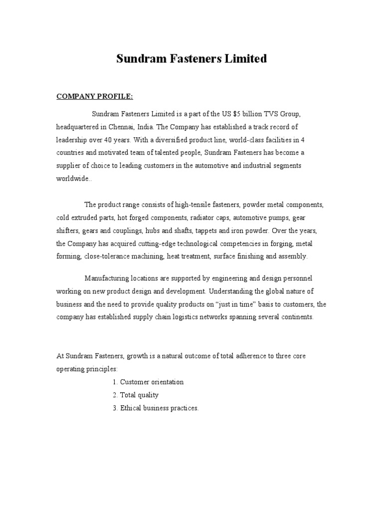 Sundram Fasteners Limited | PDF | Forging | Gear