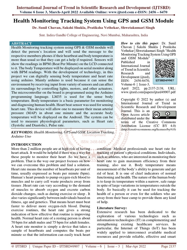 Health Monitoring Tracking System Using GPS and GSM Module | PDF ...