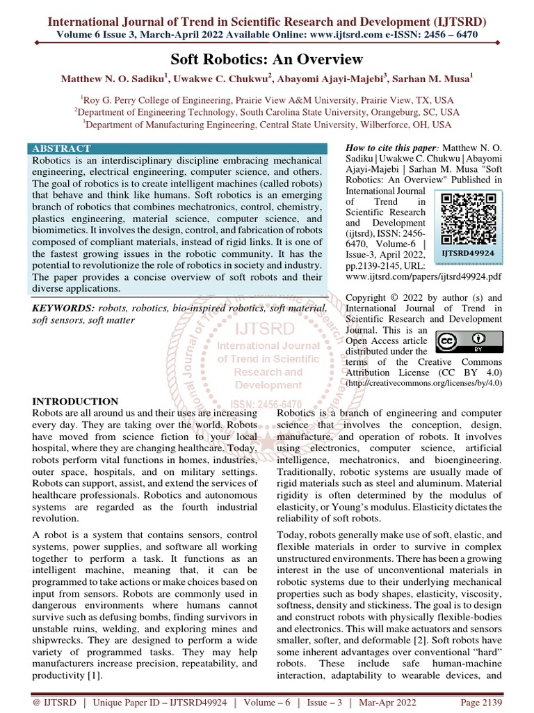 Soft Robotics An Overview | PDF | Robot | Robotics
