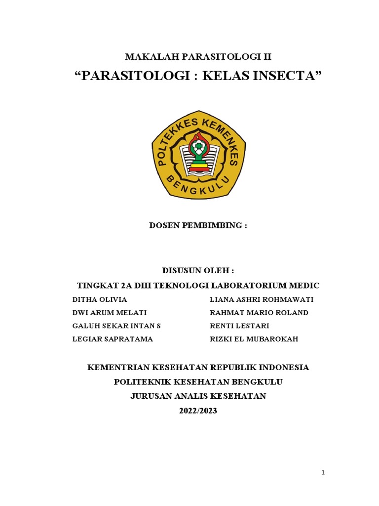 Kelas Insecta dalam Parasitologi | PDF