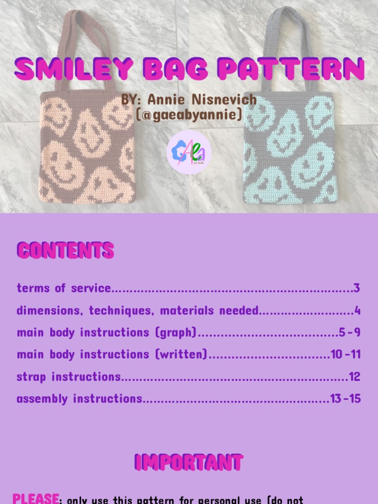 Crochet Smiley Bag Guide | PDF | Crochet | Needlework