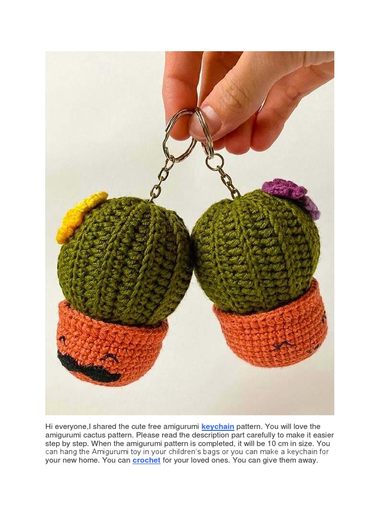 Free Amigurumi Cactus Keychain Pattern | PDF | Amigurumi | Yarn