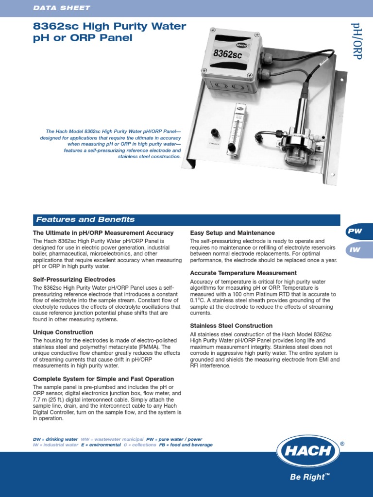 8362sc High Purity Water PH or ORP Panel: Features and Benefits | PDF ...