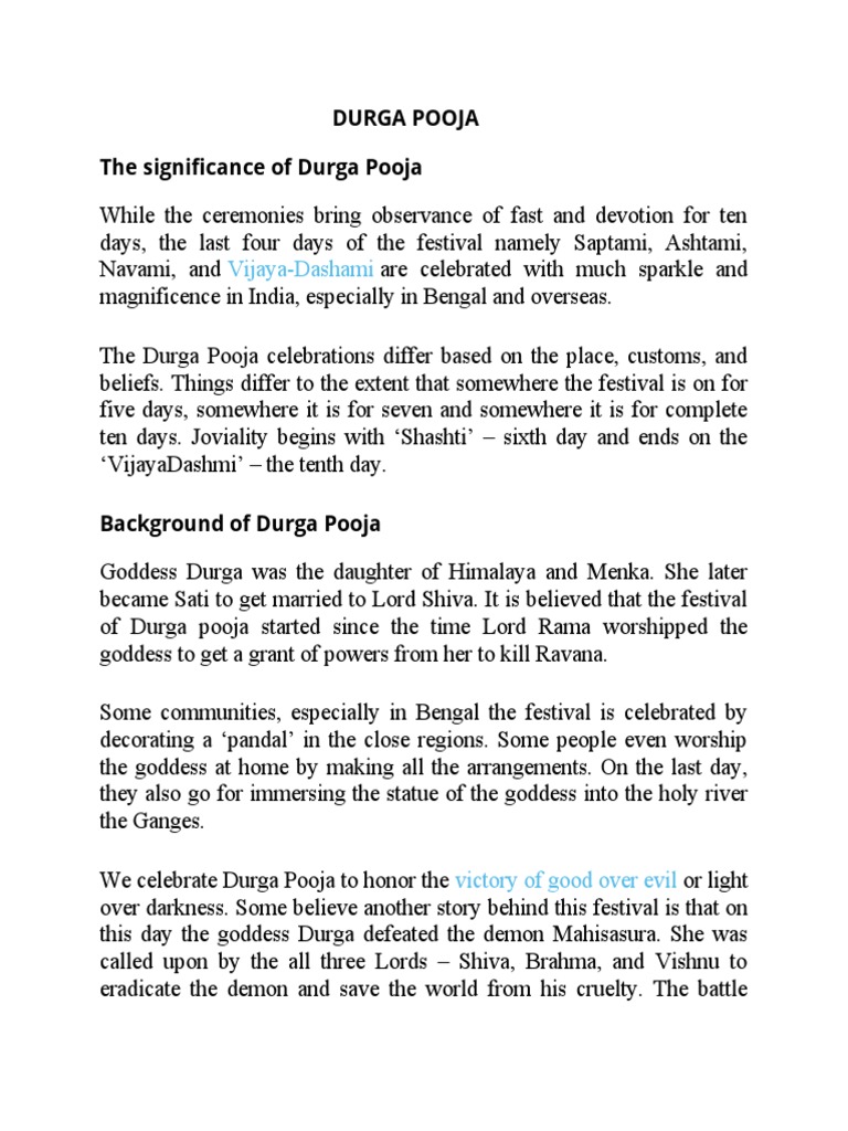 Vijaya-Dashami: Durga Pooja The Significance of Durga Pooja | Download ...